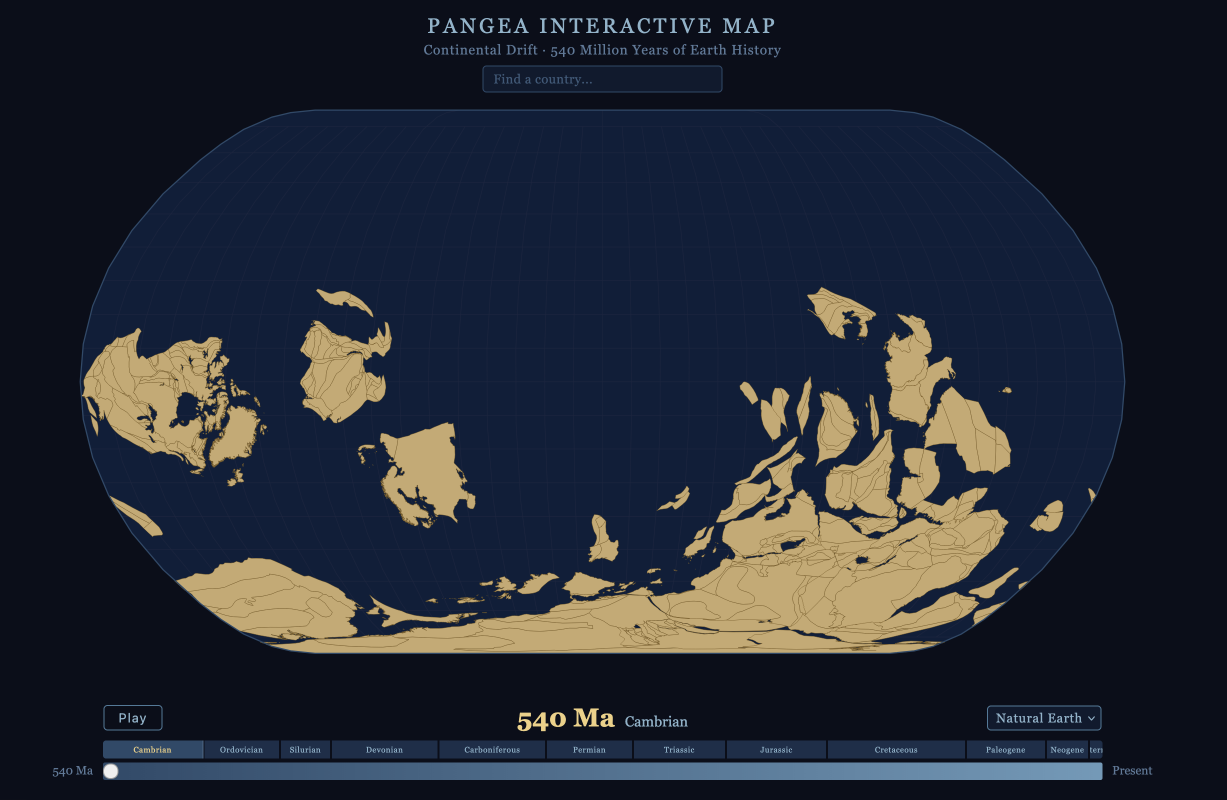 Pangea Interactive Map — 540 Million Years of Continental Drift
